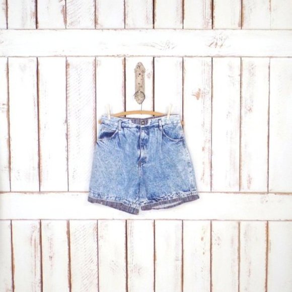 Vintage | Shorts | Vintage Acidstone Wash Blue Denim Jean Shorts | Poshmark